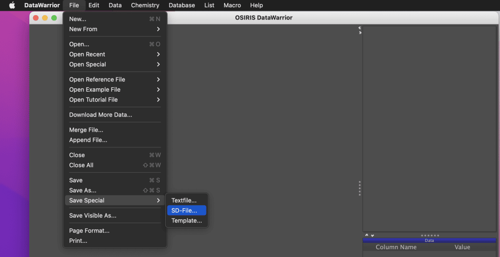 How to export SD files or get SMILES formula ? | inospin