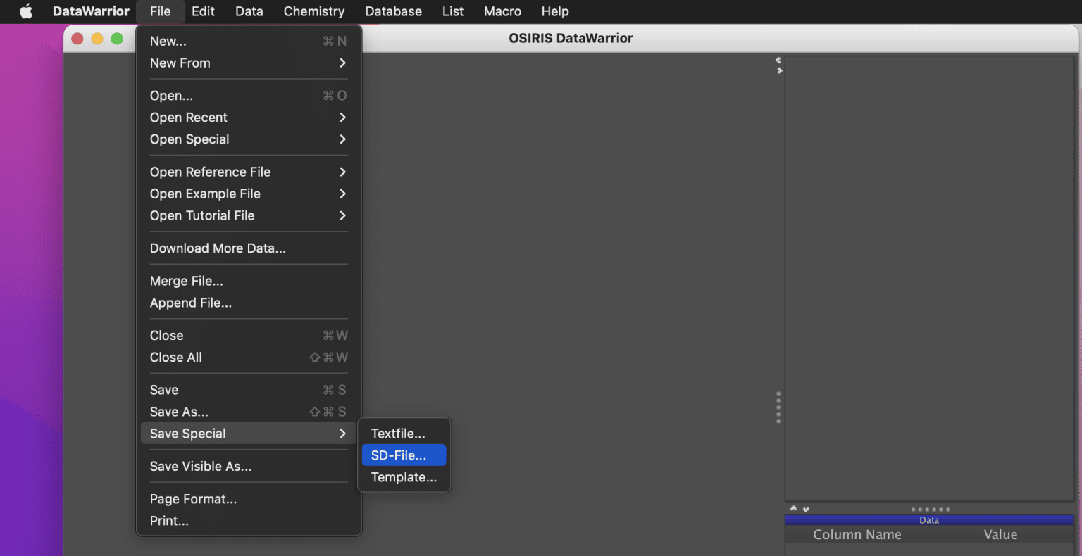 How to export SD files or get SMILES formula ? | inospin